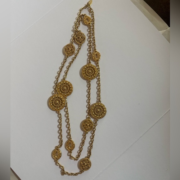 George | Jewelry | Vintage George Long Gold Tone Wrap Medallion Chain ...